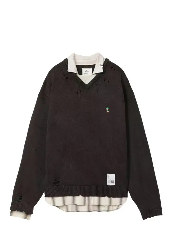 Mihara Yasuhiro Triple Layered Collared Knit Sweater - Black