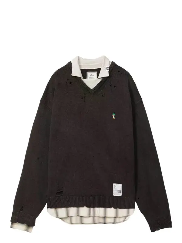 Mihara Yasuhiro Triple Layered Collared Knit Sweater - Black