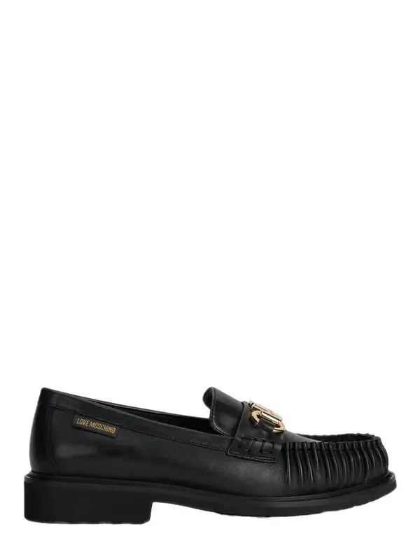 Moschino Logo-plaque Leather Loafers - Black