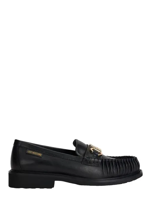 Moschino Logo-plaque Leather Loafers - Black