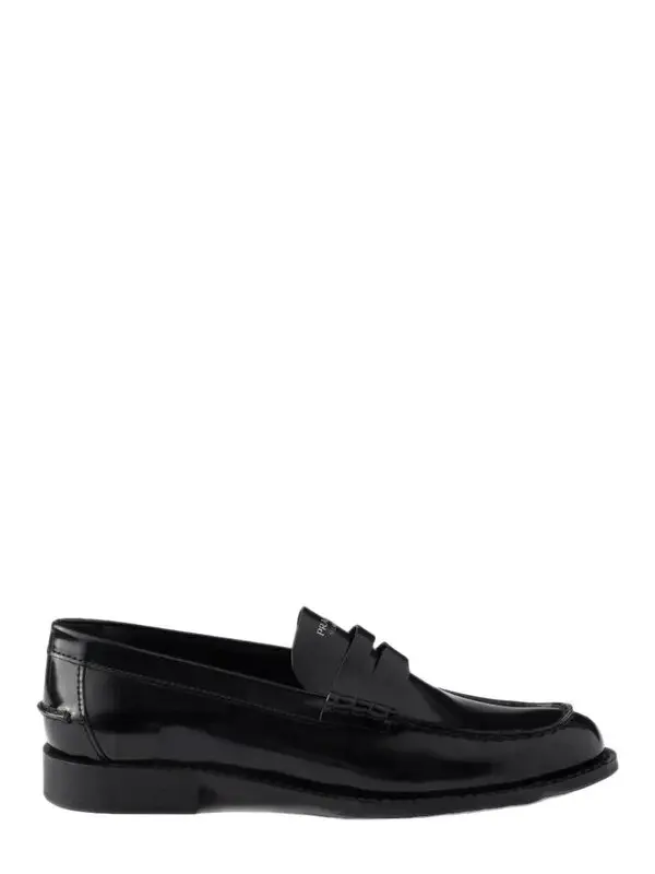 Prada Brushed Leather Loafers - Black