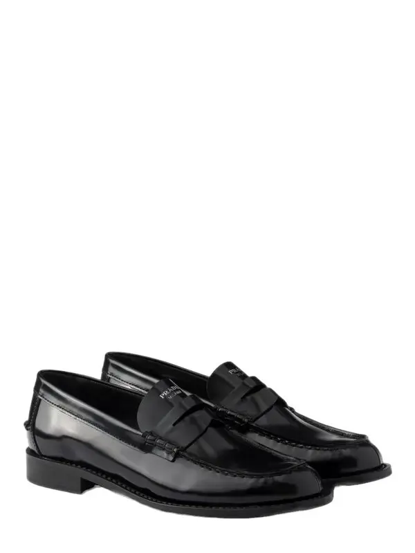Prada Brushed Leather Loafers - Black