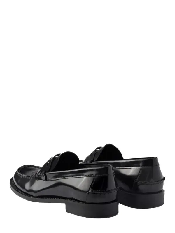 Prada Brushed Leather Loafers - Black