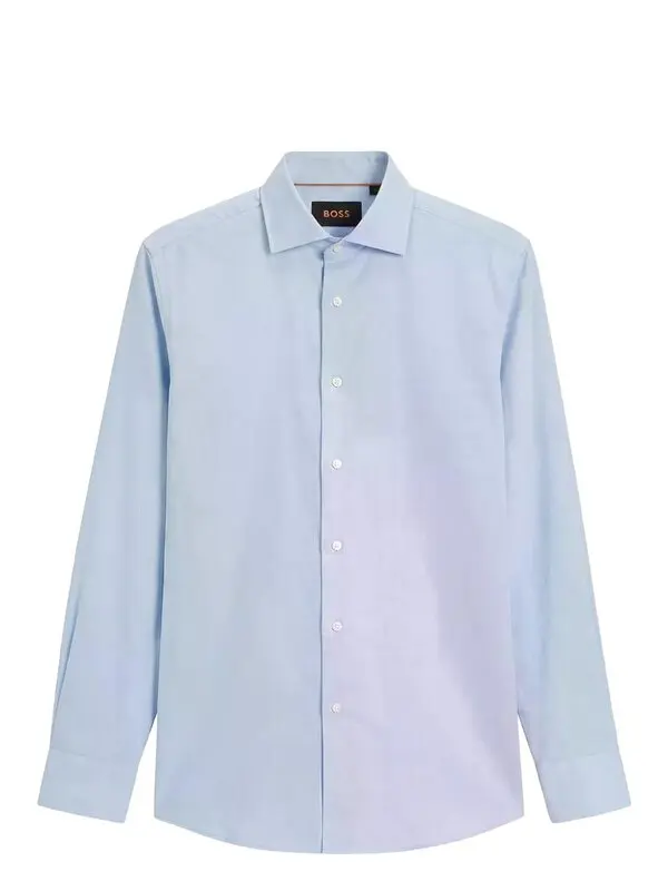 BOSS Regular-fit Shirt In Micro-structured Italian Cotton - Blue