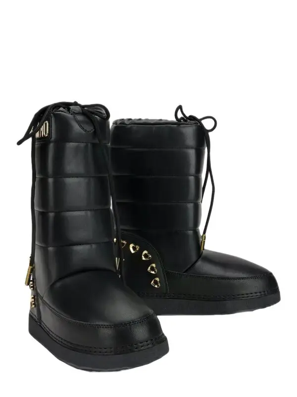 Moschino Quilted Heart-embellished Boots - Black