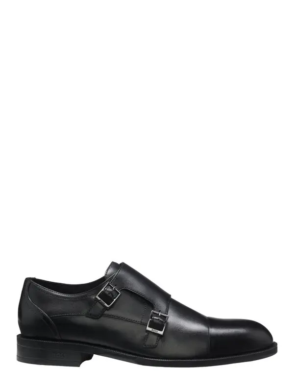 Hugo Boss Double-strap Leather Monk Shoes - Black