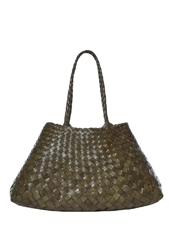 Dragon Diffusion Big Santa Croce Woven Leather Tote Bag - Khaki