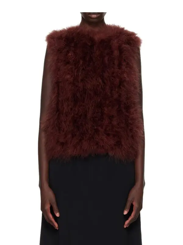 YVES SALOMON Cropped Feather Vest - Sequoia