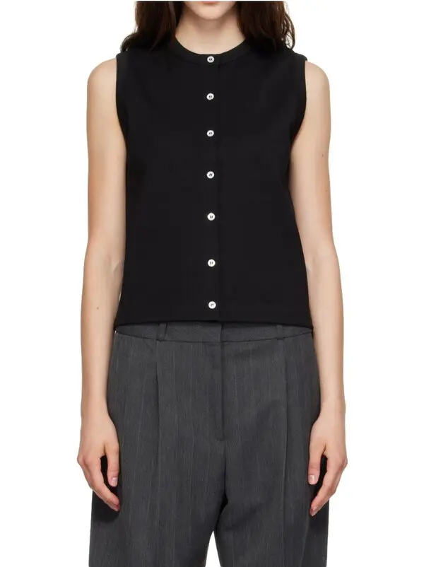 FLORE FLORE Button-front Sleeveless Vest - Black