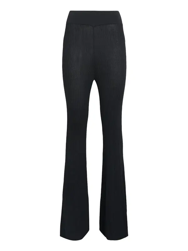 L'Agence Rib-knit Conan Flared Trousers - Black