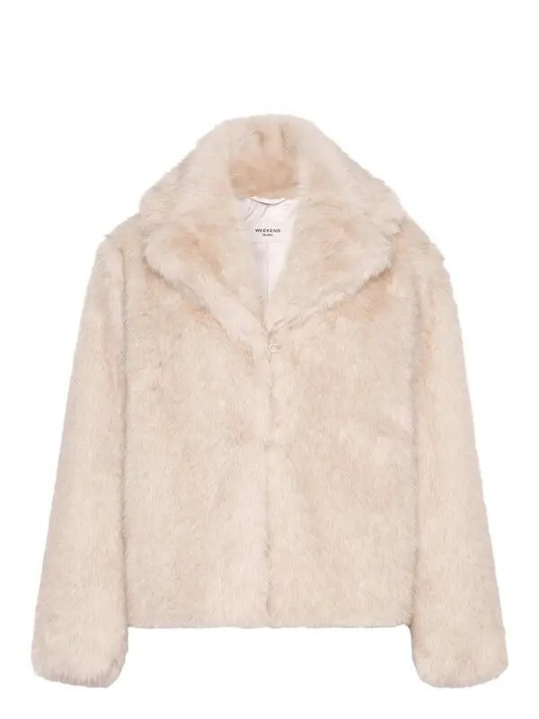 Max Mara Faux Fur Short Coat - Nude