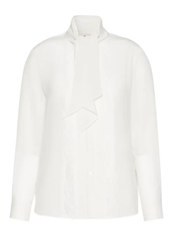 Max Mara Silk Pussybow Shirt - White