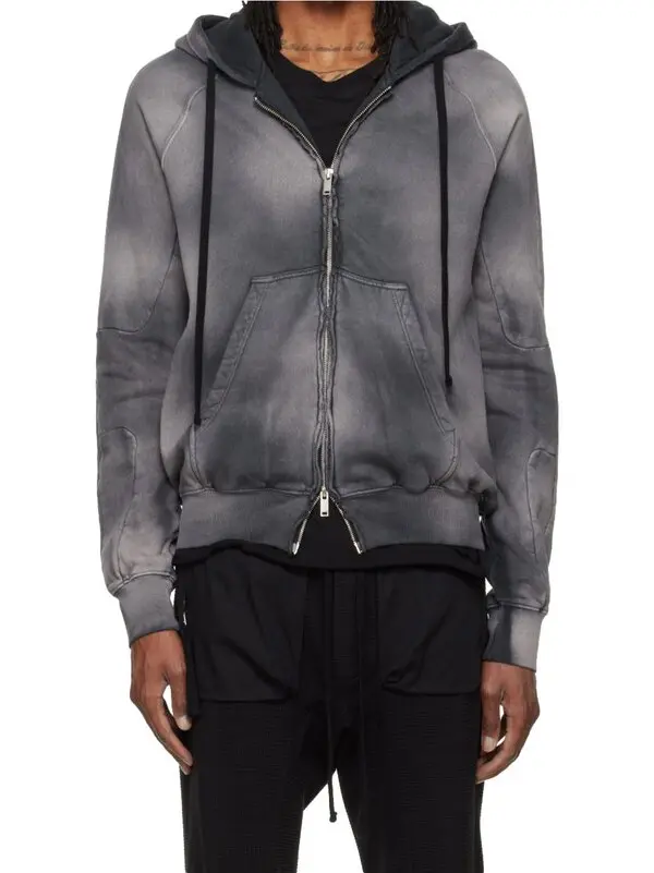 THOM KROM Washed Gradient Zip-up Hoodie - Grey