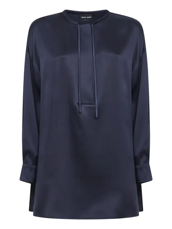 Giorgio Armani Long-sleeved Satin Blouse - Blue