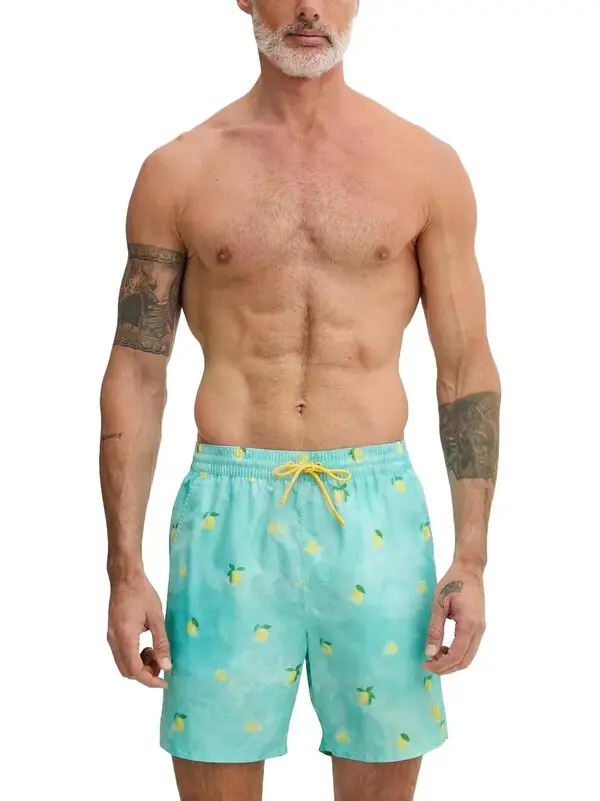 Guess Printed Swim Trunks - Blue