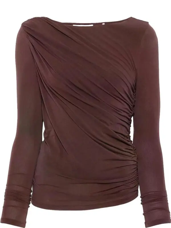 FRAME Long-sleeve Ruched Top - Red