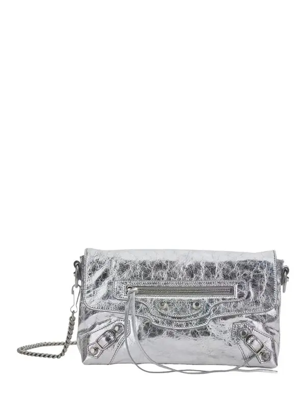 Balenciaga Le City Clutch With Chain - Silver