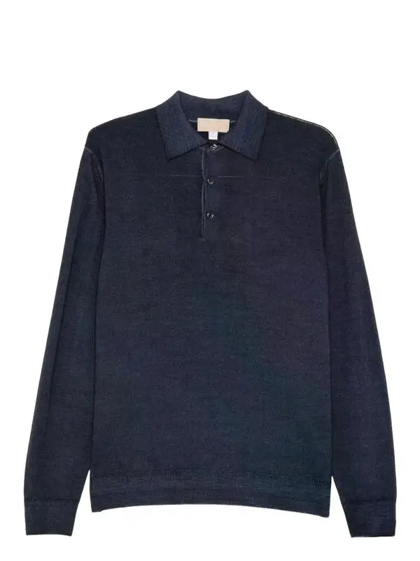 120% Lino Long-sleeve Polo Shirt - Blue