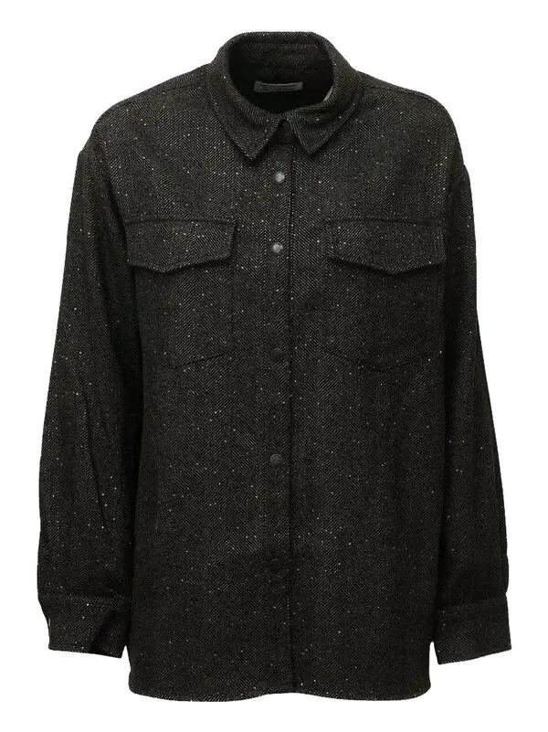 MC2 SAINT BARTH Cambry Wool Blend Overshirt With Herringbone Pattern - Brown