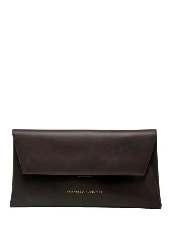 Brunello Cucinelli Envelope Leather Clutch Bag - Brown