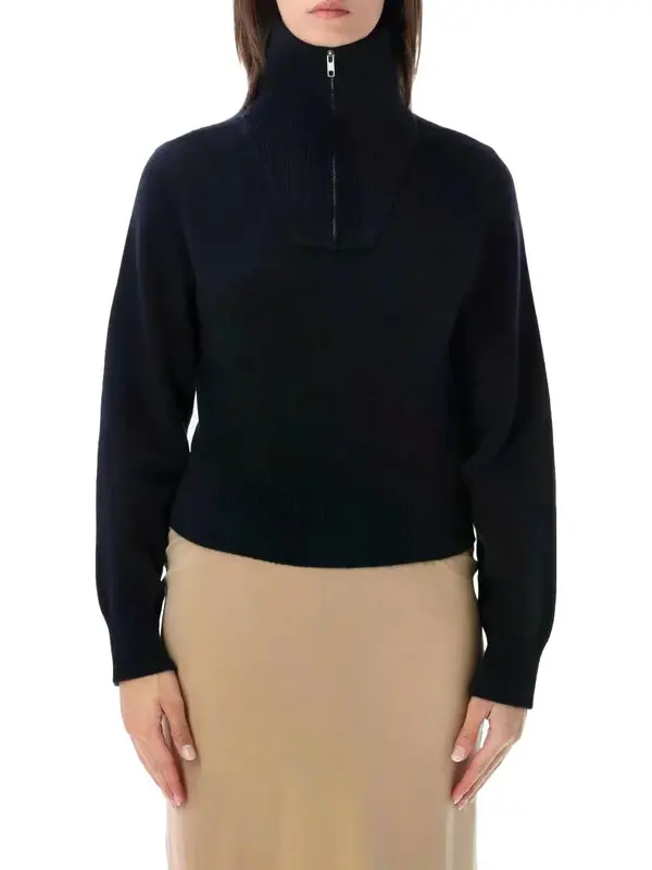 MAISON MARGIELA Half-zip Cropped Knit Top - Blue