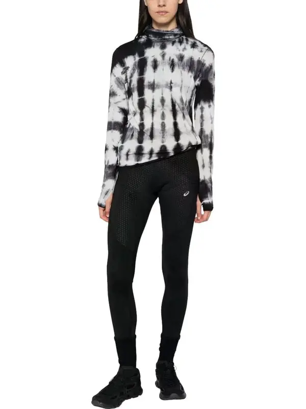 Asics Logo-detail Textured-panel Leggings - Black