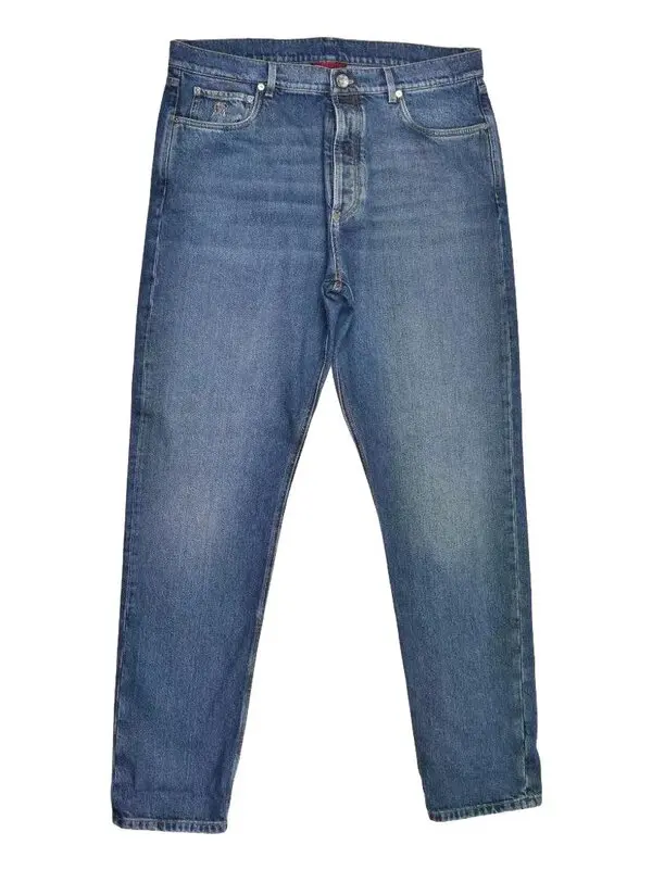 Brunello Cucinelli Faded Straight-leg Jeans - Blue