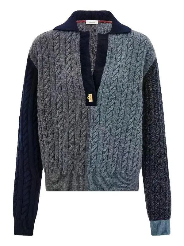FERRAGAMO Cable-knit Sweater - Grey