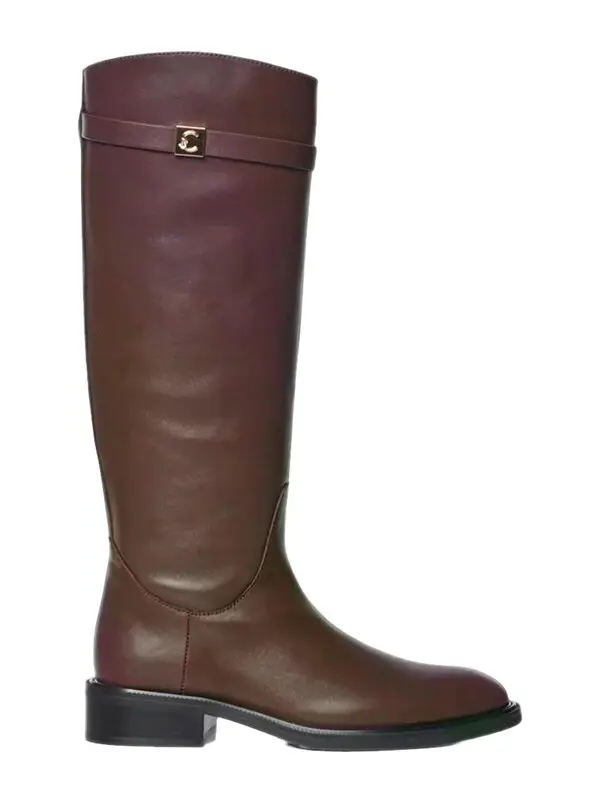 COCCINELLE Pansy Logo-plaque Buckled Boots - Red