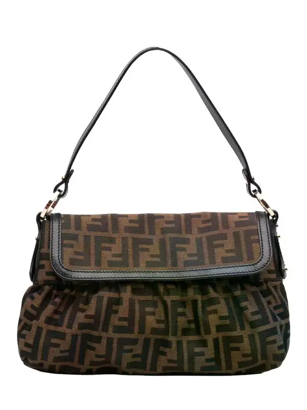 Fendi 2000-2010 Small Zucca Canvas Chef Flap Shoulder Bag - Brown