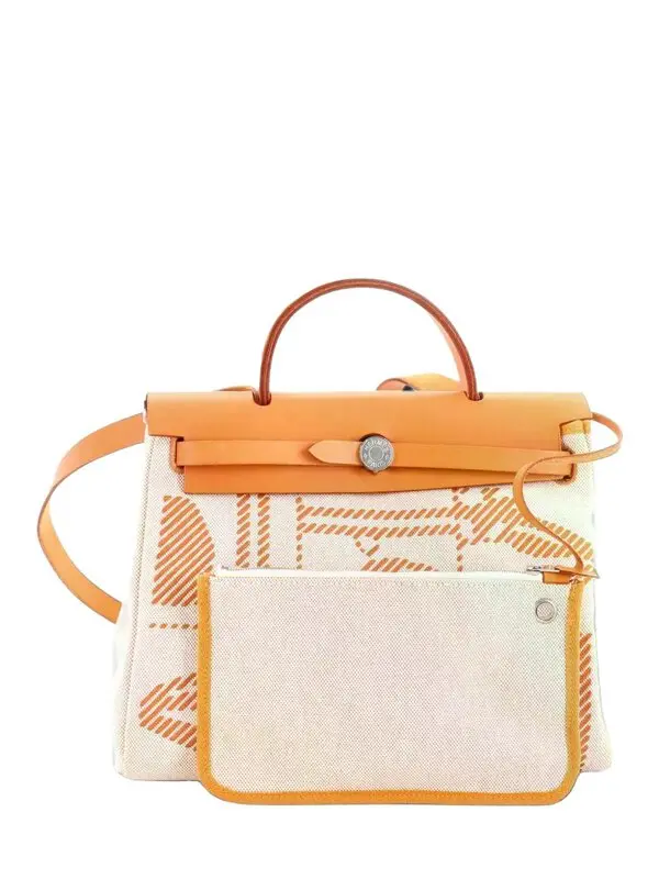 Hermès Herbag Zip Relief Brides De Gala Toile And Leather 31 Shoulder Bag - Brown