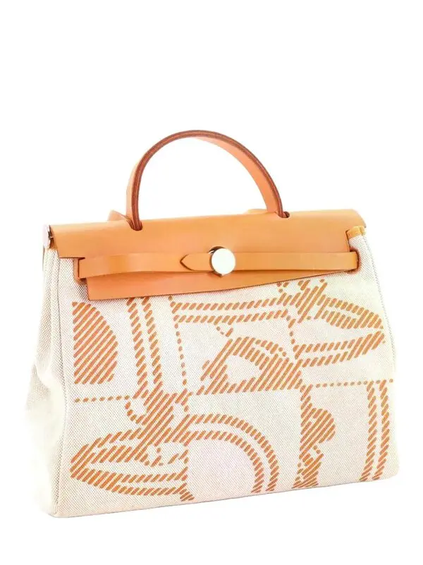 Hermès Herbag Zip Relief Brides De Gala Toile And Leather 31 Shoulder Bag - Brown