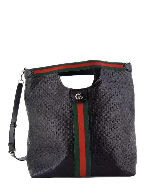 Gucci Giglio Convertible Shopper Guccissima Leather Large Tote Bag - Black