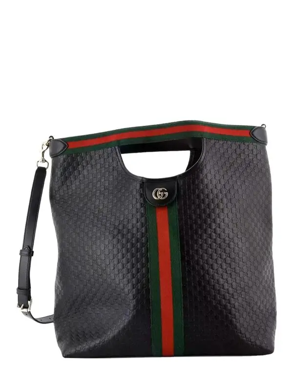 Gucci Giglio Convertible Shopper Guccissima Leather Large Tote Bag - Black