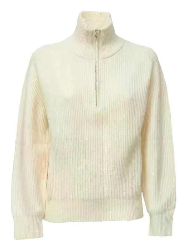 MC2 SAINT BARTH Off White Isalyn Wool Half-zip Knit Sweater - Neutrals
