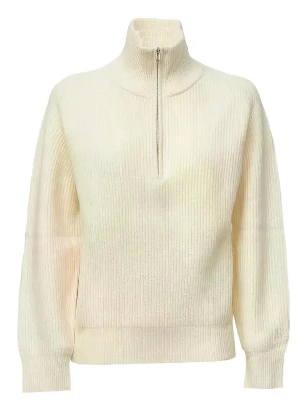 MC2 SAINT BARTH Off White Isalyn Wool Half-zip Knit Sweater - Neutrals