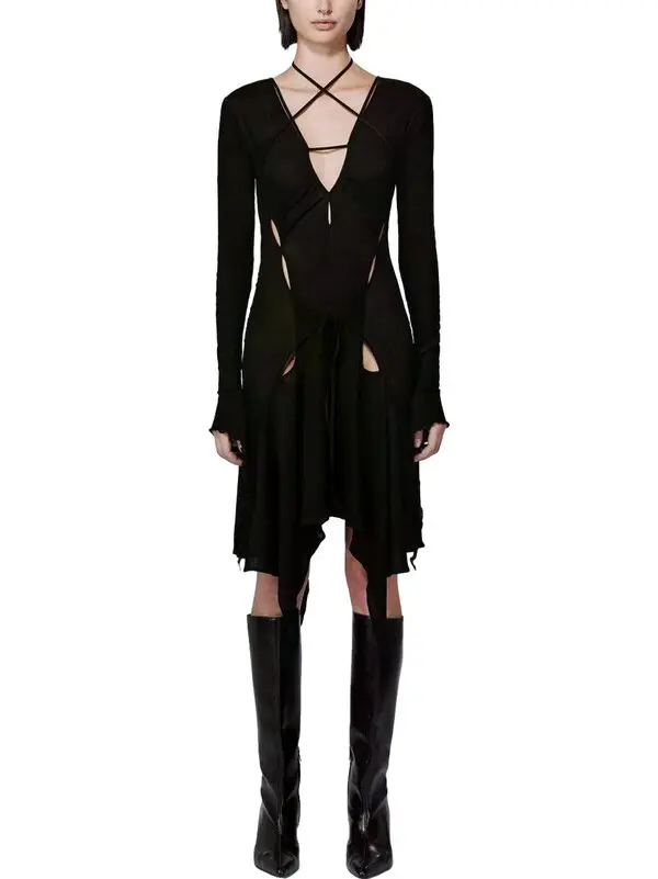 SRVC STUDIO Cut-out Asymmetric Midi Dress - Black