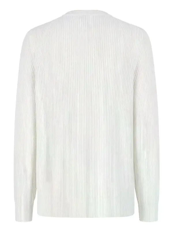 AMARANTO Ribbed-knit Henley Polo Sweater - Neutrals