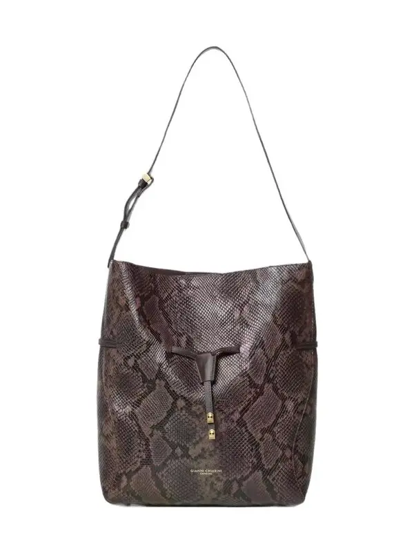 GIANNI CHIARINI Large Sienna Snakeskin-effect Tote Bag - Brown