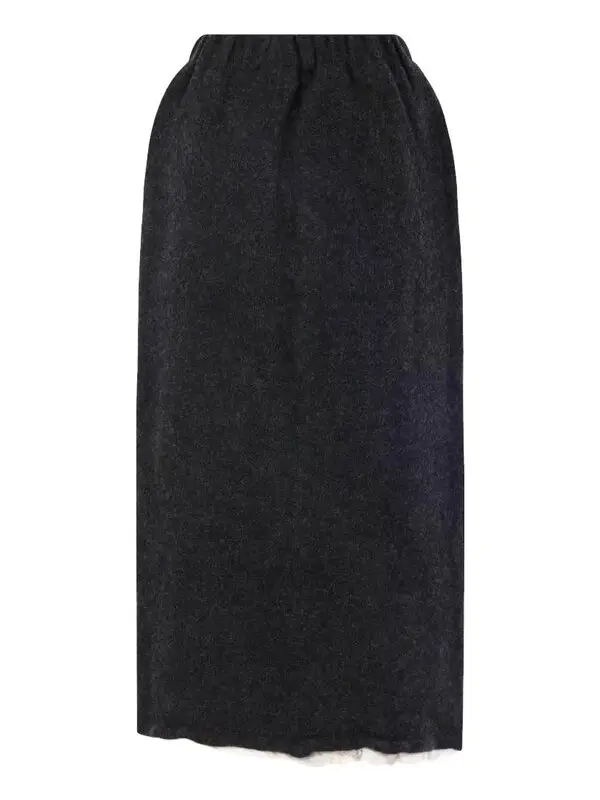 PILLINGS Ruffled Wool Midi Skirt - Grey