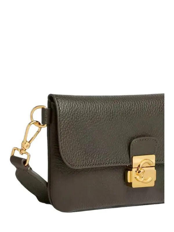 COCCINELLE Mini C-me Lock Grainy Leather Shoulder Bag - Brown