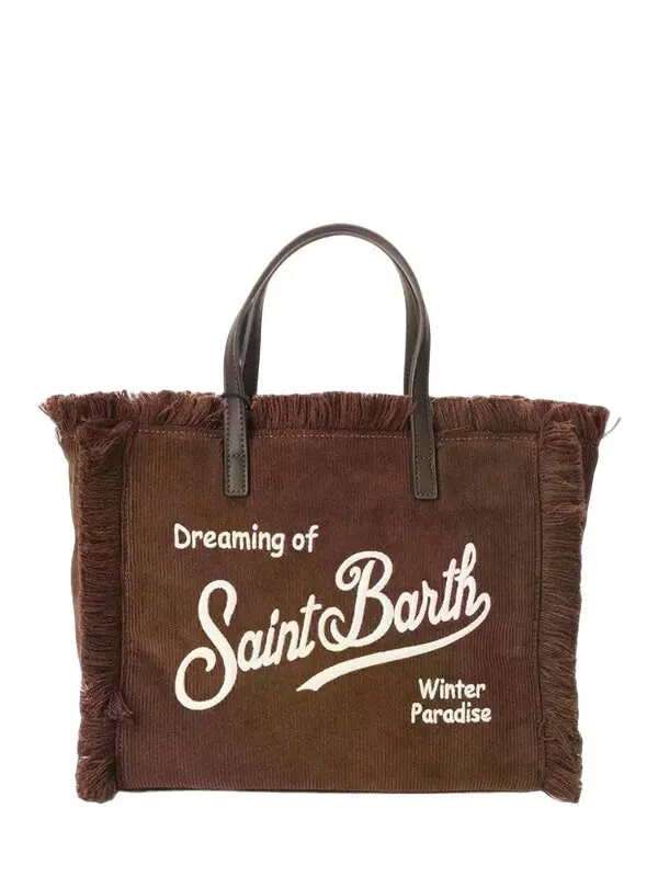 MC2 SAINT BARTH Corduroy Fringed Tote Bag - Brown
