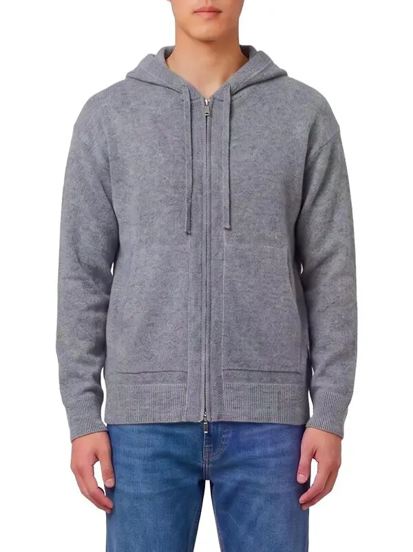 ROBERTO COLLINA Merino Wool Zip-up Hoodie - Grey