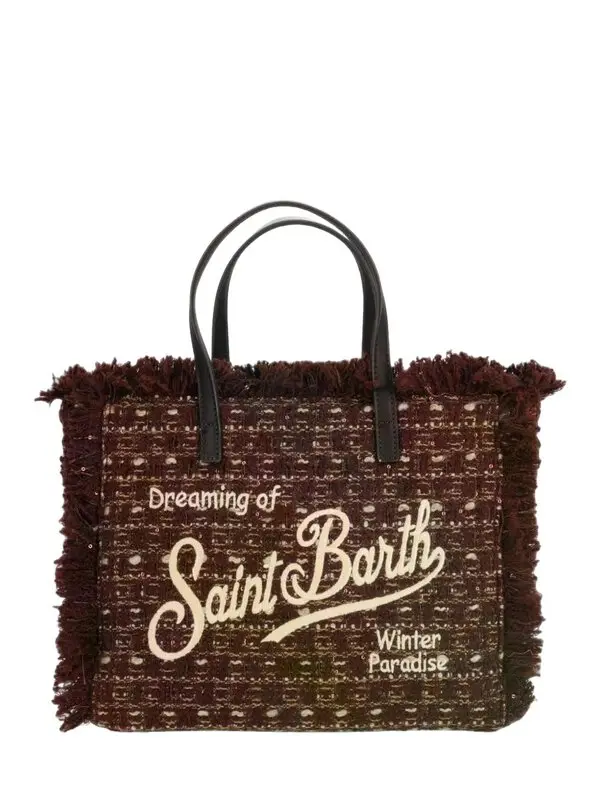 MC2 SAINT BARTH Colette Frayed Tweed Tote Bag - Brown