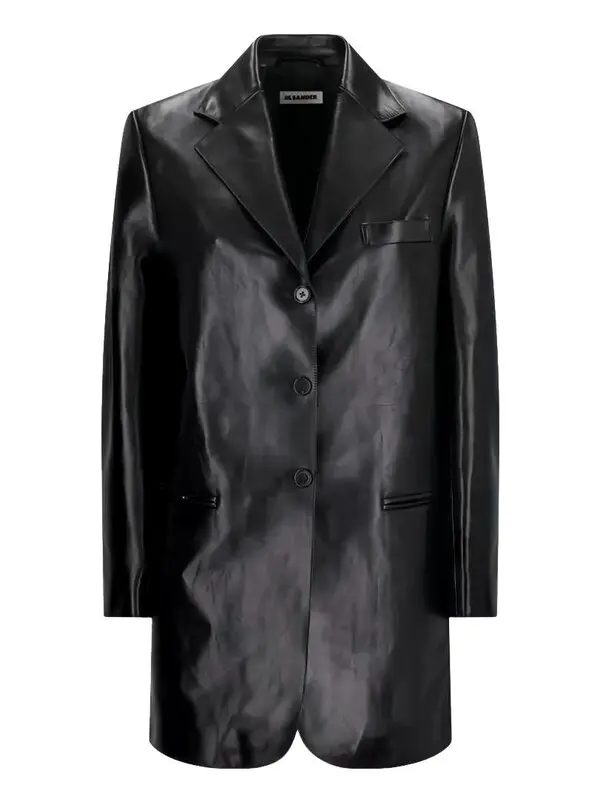 JIL SANDER Leather Tailored Jacket - Black