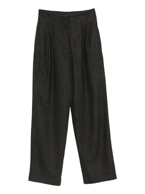 SESSUN Pleated Straight-leg Trousers - Brown
