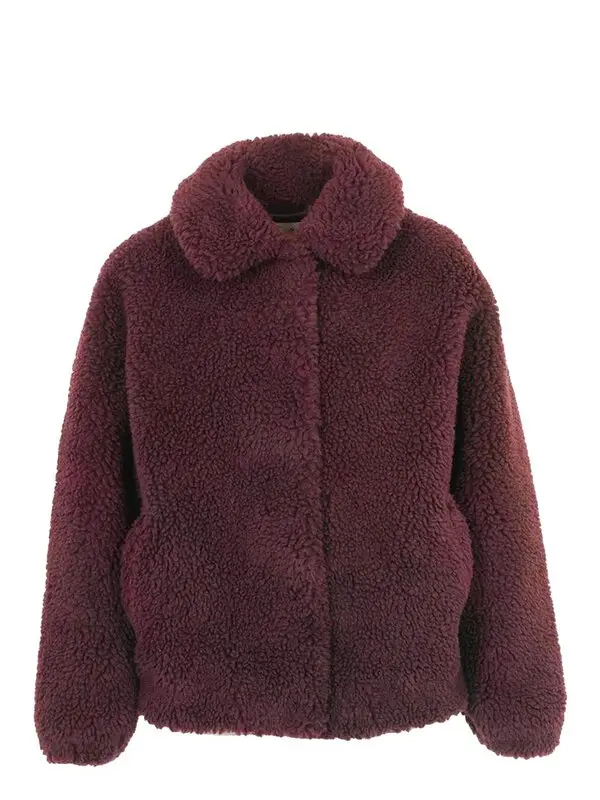 MC2 SAINT BARTH Logo-patch Faux-shearling Coat - Red