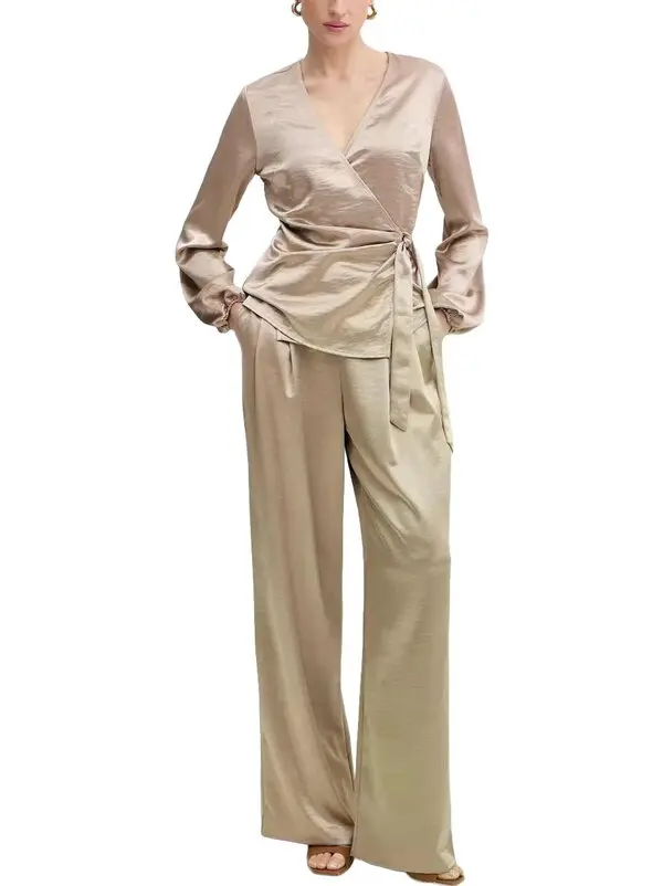 Guess Satin Wrap Blouse - Neutrals