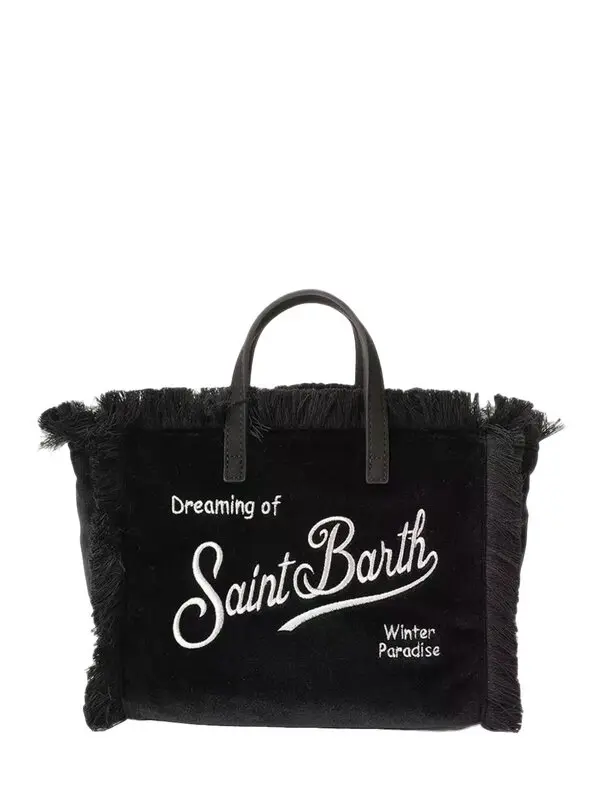 MC2 SAINT BARTH Logo-embroidered Fringed Tote Bag - Black