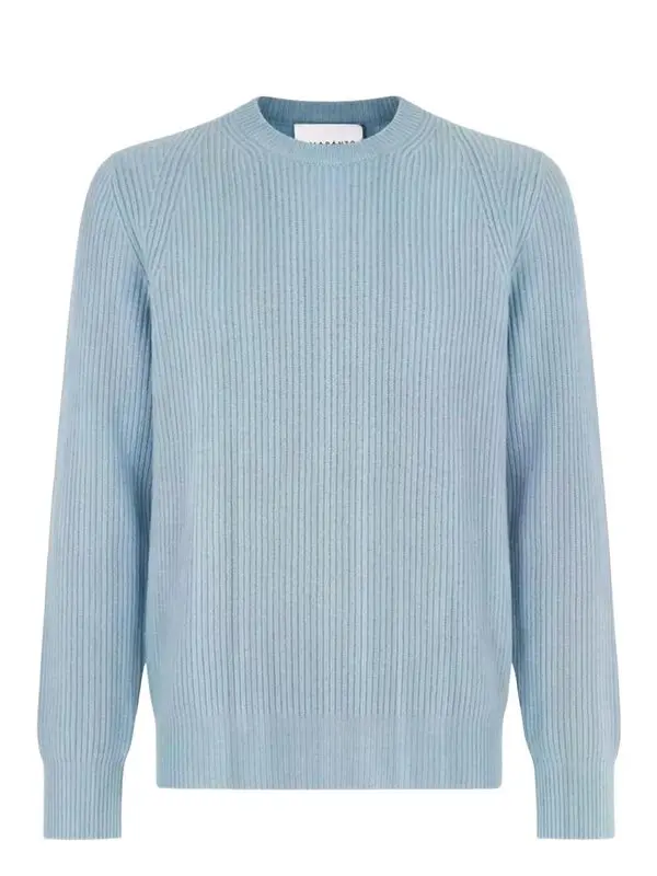 AMARANTO Ribbed-knit Raglan-sleeved Sweater - Blue